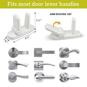 Improved Childproof Door Lever Lock (1 Pack) Prevents Toddlers from Opening Doors. Easy One Hand Operation for Adults. Durable ABS with 3M Adhesive Backing. Simple Install (White, 1-Pack)