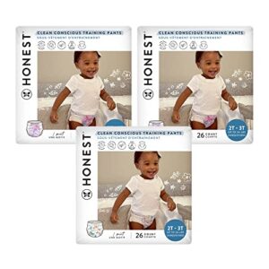 the honest company clean conscious training pants | plant-based, sustainable diapers | magical moments + butterfly kisses | size 2t/3t (34- lbs), 78 count