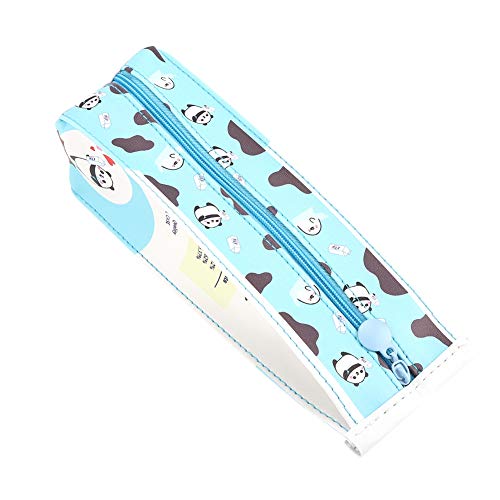 Mumusuki Pencil Bag, 3Colors Cartoon Milk Stationery Bag Waterproof PU Large Capacity Pencil Case Storage Bag(blue)