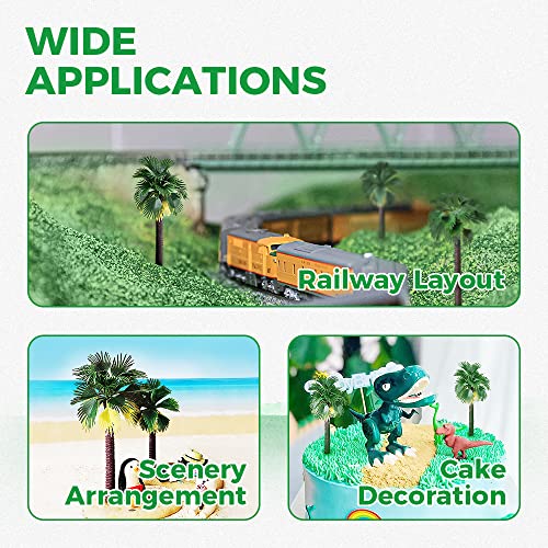 Yetaha 12PCS Coconut Palm Tree Model, Miniature Tropical Tree, Plastic Artificial Model Trees for Diorama Train Railway Layout Rainforest Landscape Scenery Cake Decorative (3.1-6.3 inch Mixed)