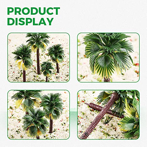 Yetaha 12PCS Coconut Palm Tree Model, Miniature Tropical Tree, Plastic Artificial Model Trees for Diorama Train Railway Layout Rainforest Landscape Scenery Cake Decorative (3.1-6.3 inch Mixed)