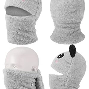 3 Pcs Toddler Boy Girl Winter Hats Scarf Warm Baby Kids Plush Hat Earflaps Hood Scarf Beanie Skull Cap (Gray, Coffee, Khaki)