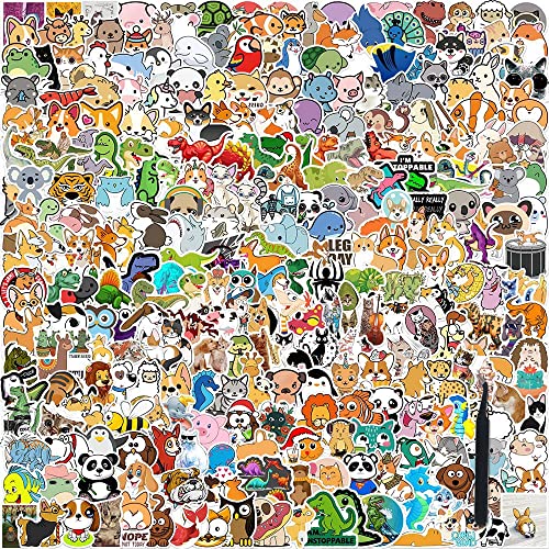 300Pcs Animal Stickers Pack, Cute Waterproof Vinyl Stickers for Water Bottle, Skateboard Stickers for Teens, Srapbook, Notebook, Laptop, Luggage, Phone Case, Adults Gifts, Cute Aesthetic Stickers