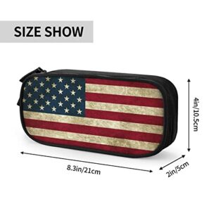 Gesey-R4T American Flag Patriotic USA Bald Eagle Pattern Pen Pencil Case Bag Big Capacity Multifunction Storage Pouch Organizer with Zipper Office University for Girls Boy, Black, One Size