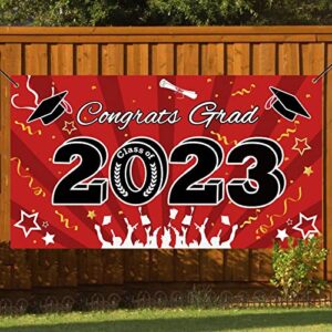 Bunny Chorus Graduation Decorations 2023 Party Backdrop Banner, Extra Large 71" x 40" Red Black 2023 Photo Booth Props Decorations, Congrats Grad Home for Outdoor Indoor Supplies