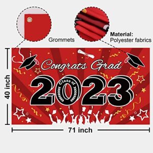 Bunny Chorus Graduation Decorations 2023 Party Backdrop Banner, Extra Large 71" x 40" Red Black 2023 Photo Booth Props Decorations, Congrats Grad Home for Outdoor Indoor Supplies