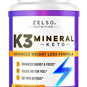 ZELSO K3 Mineral Keto Pills Nutrition, Advanced K3 Pill Formula for Men and Women - Emily, 30 Day Supply (60 Capsules)