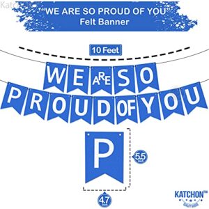 We Are So Proud of You Banner - Felt, NO DIY, Large 10 Feet | Blue and White Graduation Decorations 2023 | Graduation Banner for Class of 2023 Decorations | Nurse Graduation Party Decorations 2023