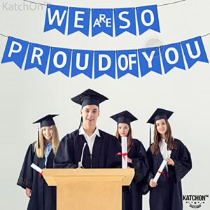 We Are So Proud of You Banner - Felt, NO DIY, Large 10 Feet | Blue and White Graduation Decorations 2023 | Graduation Banner for Class of 2023 Decorations | Nurse Graduation Party Decorations 2023