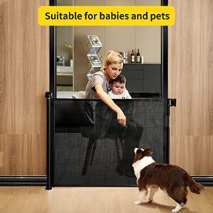 Retractable Baby Gate,Mesh Baby Gate or Mesh Dog Gate,33" Tall,Extends up to 55" Wide,Child Safety Gate for Doorways, Stairs, Hallways, Indoor/Outdoor(33x55 Inch, Black)