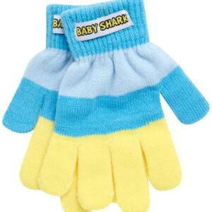 Nickelodeon Boys' Baby Shark Winter Hat and 2 Pairs of Mitten Set (Toddler), Size Age 2-4, Baby Shark Blue/Yellow Glove