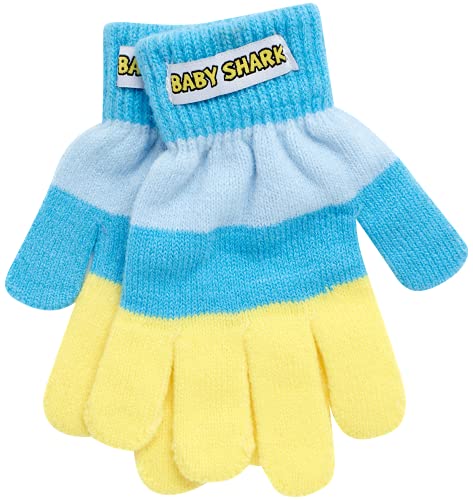 Nickelodeon Boys' Baby Shark Winter Hat and 2 Pairs of Mitten Set (Toddler), Size Age 2-4, Baby Shark Blue/Yellow Glove