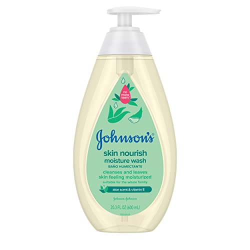 Johnson's Skin Nourishing Moisture Baby Body Wash with Aloe Scent & Vitamin E, Hypoallergenic & Tear Free Bath Wash for The Whole Family, Paraben- & Sulfate-Free, 20.3 fl. oz