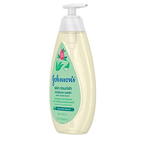 Johnson's Skin Nourishing Moisture Baby Body Wash with Aloe Scent & Vitamin E, Hypoallergenic & Tear Free Bath Wash for The Whole Family, Paraben- & Sulfate-Free, 20.3 fl. oz