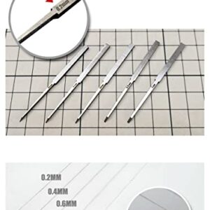 ANSAI Model Scriber Laser Mark Blades 0.2/0.4/0.6/0.8/1.0 mm with Rubber Cap + Carving Masking Tape 3mmx30m,Scribing line, For Engraved,Panel line,Resin GK, Gundam Model