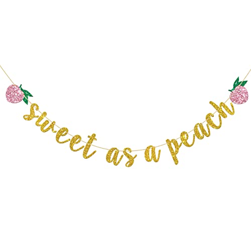 INNORU Sweet As a Peach Banner, Peach Baby Shower Birthday Party Decorations, Fruit Party, Mommy to Be Sign Banner, Gender Reveal, Engagement, New Baby Party Decoration Gold Glitter