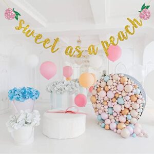 INNORU Sweet As a Peach Banner, Peach Baby Shower Birthday Party Decorations, Fruit Party, Mommy to Be Sign Banner, Gender Reveal, Engagement, New Baby Party Decoration Gold Glitter