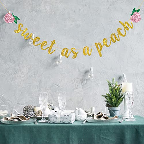 INNORU Sweet As a Peach Banner, Peach Baby Shower Birthday Party Decorations, Fruit Party, Mommy to Be Sign Banner, Gender Reveal, Engagement, New Baby Party Decoration Gold Glitter