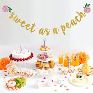 INNORU Sweet As a Peach Banner, Peach Baby Shower Birthday Party Decorations, Fruit Party, Mommy to Be Sign Banner, Gender Reveal, Engagement, New Baby Party Decoration Gold Glitter