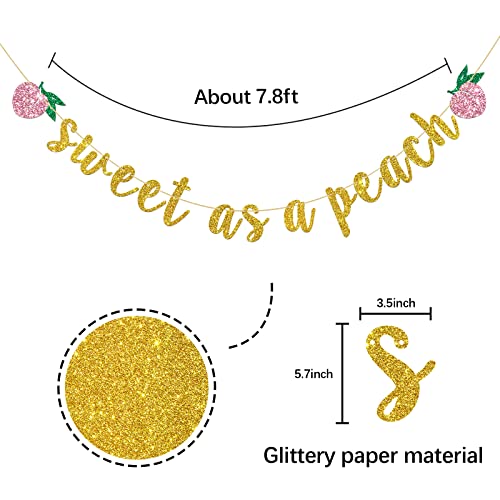 INNORU Sweet As a Peach Banner, Peach Baby Shower Birthday Party Decorations, Fruit Party, Mommy to Be Sign Banner, Gender Reveal, Engagement, New Baby Party Decoration Gold Glitter