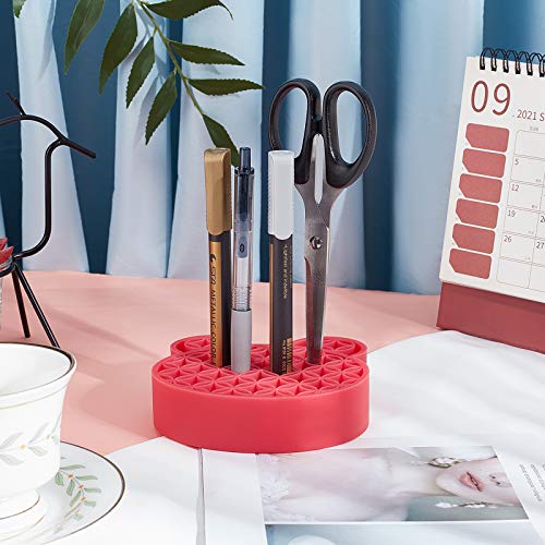 GORGECRAFT Sew Desktop Organizers Silicone Makeup Brush Holder Cosmetic Storage Box Painting Pen Holder for Stash and Store(Red)