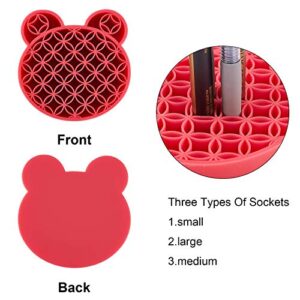 GORGECRAFT Sew Desktop Organizers Silicone Makeup Brush Holder Cosmetic Storage Box Painting Pen Holder for Stash and Store(Red)