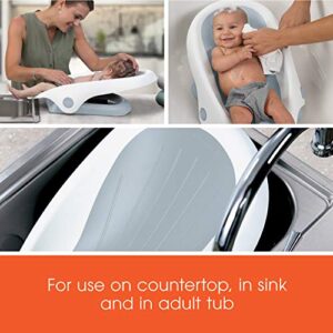 Summer Clean Rinse Baby Bather (Gray) – Bath Support for Use on the Counter, in the Sink or in the Bathtub, Has 3 Reclining Positions and Soft, Quick-Dry Material – Use from Birth until Sitting Up