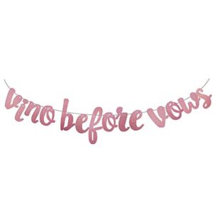 vino before vows rose gold glitter banner,bridal shower bachelorette party supplies.