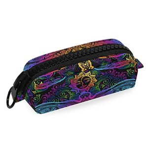 mandalas paisley dragonfly pencil pouch pencil case large plastic steel zipper pen pencil case bag canvas purse school office supplies for students & adults