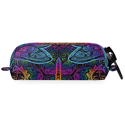 Mandalas Paisley Dragonfly Pencil Pouch Pencil Case Large Plastic Steel Zipper Pen Pencil Case Bag Canvas Purse School Office Supplies for students & Adults