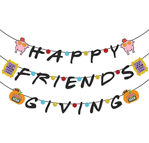 Happy Friendsgiving Banner for Thanksgiving Friends Party Decorations Photo Props (Friendsgiving)