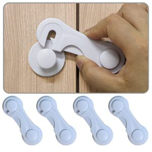 cabinet door locks for baby proof and child safety, 4 pack cabinet locks with adhesive for drawer cupboards fridge oven closet and pantry, childproof door latch for protecting kids toddler and infant