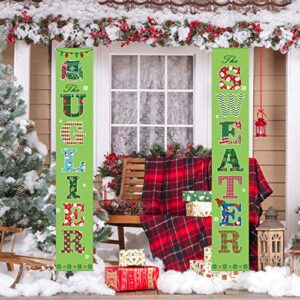 2 Pieces Ugly Sweater Sign Banner Decoration Set for Christmas Wild and Ugly Sweater Party Supplies Holiday Christmas Party Decorations Porch Sign