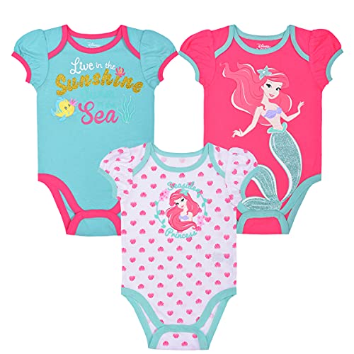 Disney Baby-Girls The Little Mermaid Ariel Bodysuit, Pink, 0-3 Months (Pack of 3)