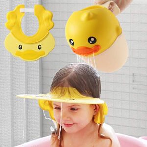 hair washing hat shower bath silicone cap soft adjustable visor head protector shampoo cap for toddler, baby, kids, children (yellow)