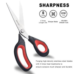 MEUUT 9.5 inch Multipurpose Scissors Fabric Scissors -2 Pack Heavy Duty Sewing Shears Tailor Scissors for Fabric Leather Ribbon Cardboard Cutting Scissors