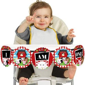 big dot of happiness farm animals 1rst birthday highchair decor – i am one – first birthday high chair banner