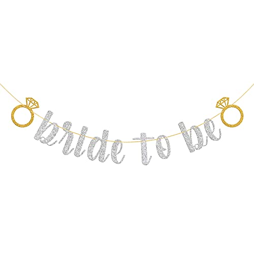 Silver Glitter Bride To Be Banner/Adventure Begins/Engaged/Wedding/Bridal Shower Party Decorations