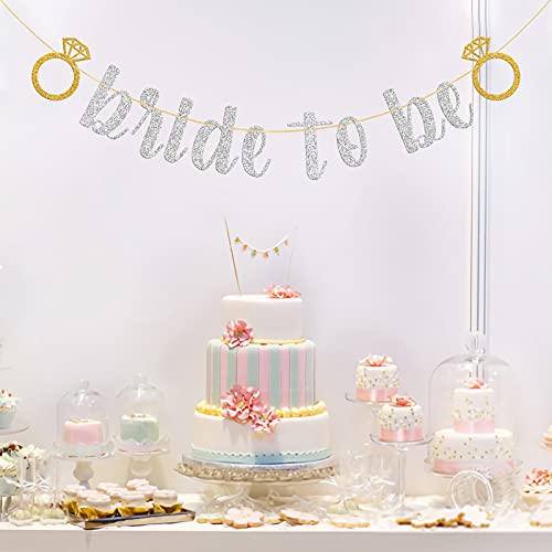 Silver Glitter Bride To Be Banner/Adventure Begins/Engaged/Wedding/Bridal Shower Party Decorations