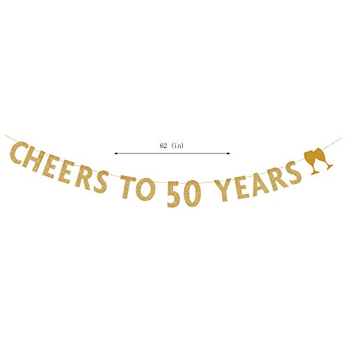 MAGJUCHE Gold glitter Cheers to 50 years banner,50th birthday party decorations