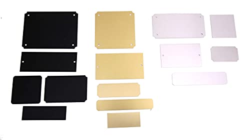 Engraving Plates Blank Anodized Aluminum Assortment 15 Piece 3-Colors Gold, Silver, & Black