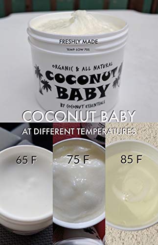 Coconut Baby Oil for Hair & Skin - Organic Moisturizer - All Natural - Massage - Sensitive Skin, Infant Scalp Thick, Dry Hair - with Sunflower & Grape Seed oils - 2 fl oz