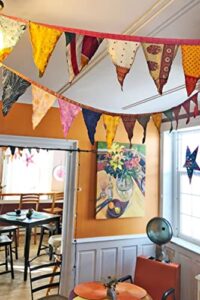 silk handmade bunting garden decoration, recycled prayer flags door valance wall hanging