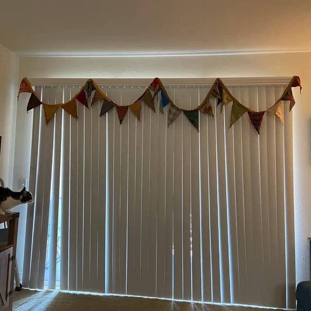 Silk handmade Bunting garden decoration, recycled prayer flags Door valance Wall hanging