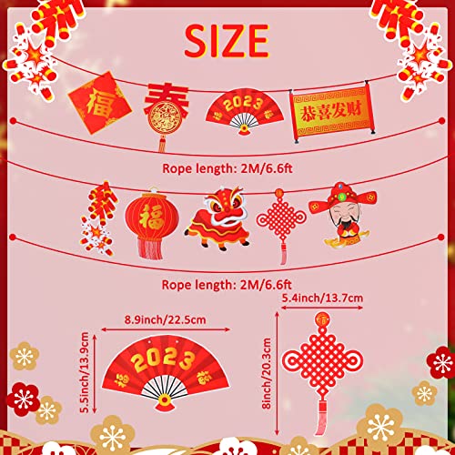 22 Pieces Chinese New Year Decorations Set Includes 2023 Chinese New Year Banner Year of The Rabbit Porch Sign Red Gold Hanging Wall Decor and 20 Pieces Fu Character Window Stickers for 2023 Party