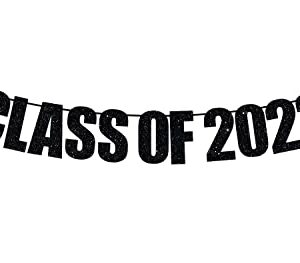 Class of 2023 Banner, 2023 Graduation Theme Party Decorations Supplies, Congrats Grad High School / College Graduate Bunting Sign, Black Glitter