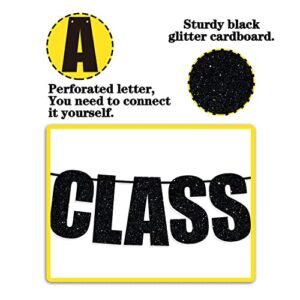 Class of 2023 Banner, 2023 Graduation Theme Party Decorations Supplies, Congrats Grad High School / College Graduate Bunting Sign, Black Glitter