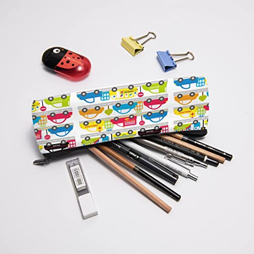 Funny Cartoon Cars Triangle Pencil Case Holder Zipper Large Capacity Pen Bag Pouch Students Stationery Cosmetic Makeup Bag