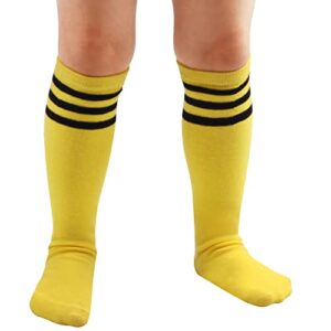 DRESHOW BQUBO Kids Toddler Soccer Socks Striped Knee High Cotton Uniform Sports Long Tube Socks for Boys Girls Child