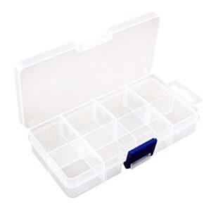 UPSTORE 8 Grids Transparent Plastic Jewelry Accessories Portable Storage Box Crafts Organizer Holder with Adjustable Dividers (Small)